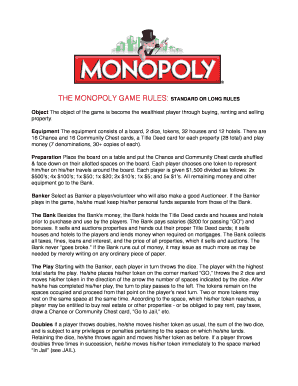 Fillable Online THE MONOPOLY GAME RULES: STANDARD OR LONG RULES Fax ...