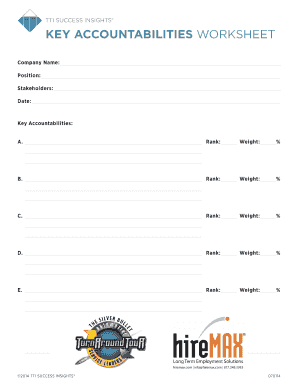 Fillable Online KEY ACCOUNTABILITIES WORKSHEET - turnaroundtourcom Fax ...
