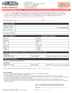 Fillable Online Dealer Registration Form - bdriwashbbcombau Fax Email ...