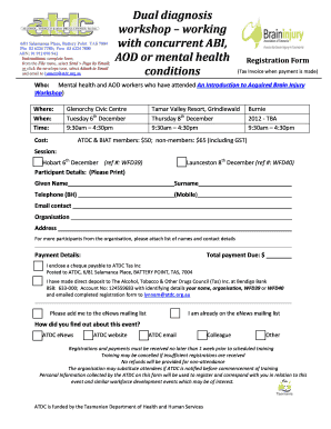 Fillable Online atdc org Dual diagnosis workshop working with ...