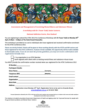Fillable Online atdc org Fraser Todd Workshop Registration Form Fax Email Print - pdfFiller