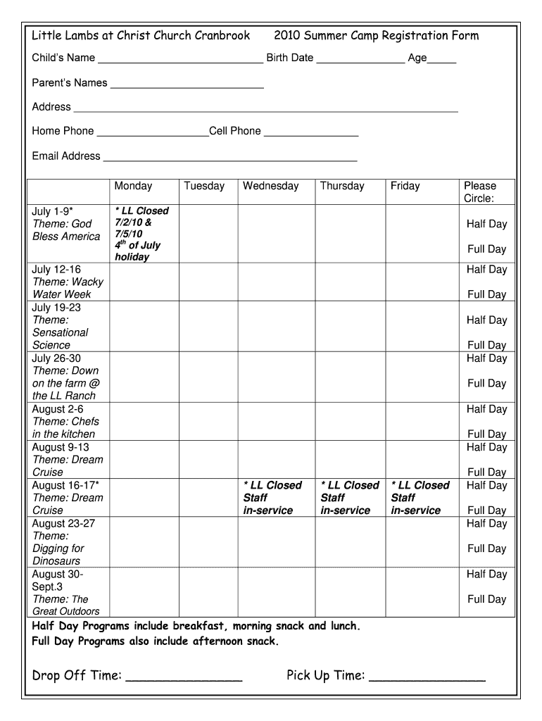 Fillable Online littlelambsccc Little Lambs at Christ Church Cranbrook ...