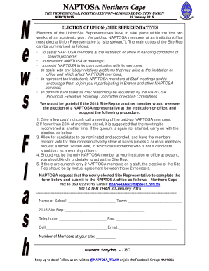 Fillable Online naptosa org NAPTOSA Northern Cape - naptosa org Fax ...