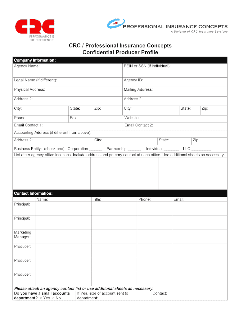 Fillable Online producer profile form Hard Copydoc Fax Email Print ...
