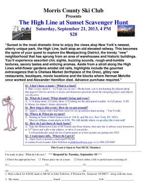 Fillable Online Presents The High Line at Sunset Scavenger Hunt Fax ...