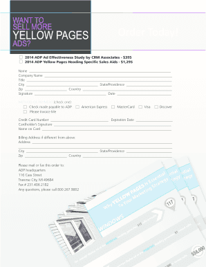 Fillable Online 2014 ADP Yellow Pages Heading Specific Sales Aids ...