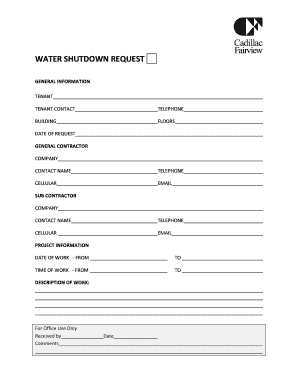 Fillable Online Water Shutdown Form Fax Email Print - pdfFiller