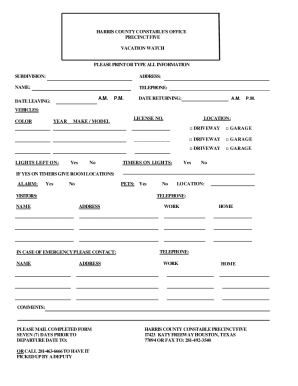 Fillable Online Vac Watch Form.doc Fax Email Print - pdfFiller