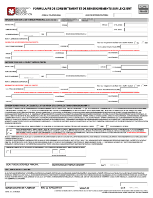 Fillable Online FORMULAIRE DE CONSENTEMENT ET DE RENSEIGNEMENTS SUR LE ...