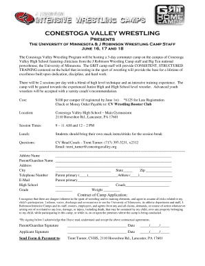 Fillable Online blog cvsd k12 pa CONESTOGA VALLEY WRESTLING - blog cvsd ...