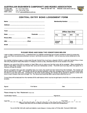 Fillable Online CENTRAL ENTRY BOND LODGEMENT FORM - ABCRA Fax Email ...