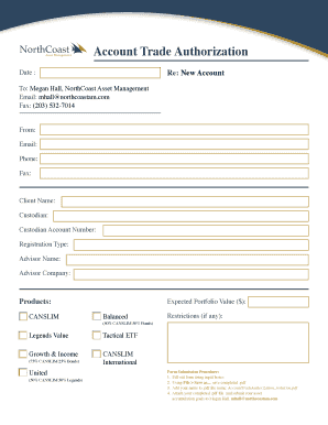 Fillable Online Account Trade Authorization - NorthCoast Asset ...