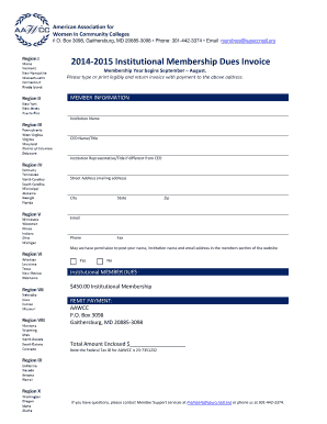 Fillable Online aawccnatl 2014-2015 Institutional Membership Dues ...