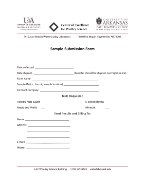 Fillable Online Sample Submission Form - Department of Poultry Science ...