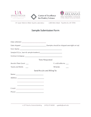 Fillable Online Sample Submission Form - Poultry Science Department Fax ...