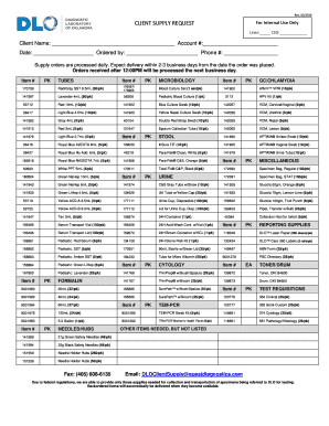 Fillable Online CLIENT SUPPLY REQUEST Fax Email Print - pdfFiller