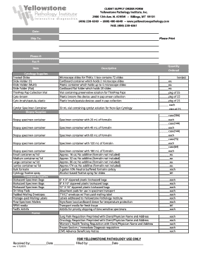 Fillable Online Client Supply Order Form - Yellowstone Pathology Institute Fax Email Print ...
