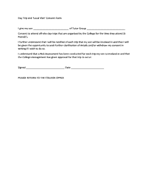 Fillable Online stream school Day Trip and Local Visit Consent Form ...