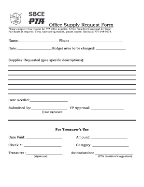 Fillable Online Office Supply Request Form - bsbceptabbcomb Fax Email Print - pdfFiller