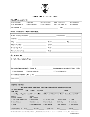 Fillable Online GIFT-IN-KIND ACCEPTANCE FORM PLEASE MARK APOSTOLATE Fax ...