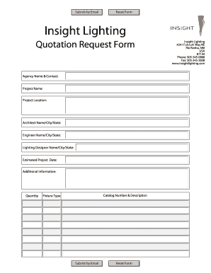 Fillable Online Quotation Request Form - Insight Lighting Fax Email ...