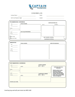 Fillable Online Coaching Log used with permission by NPDC-ASD ...