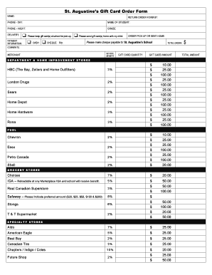 Fillable Online Gift Card Order Form - faithandfoundationcom Fax Email ...