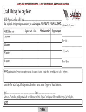 Fillable Online sovereigncoaches co Coach Holiday Booking Form ...