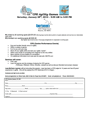 Fillable Online CPE Agility Games Fax Email Print - pdfFiller