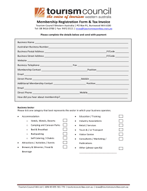 Fillable Online Membership Registration Form Tax Invoice Fax Email ...