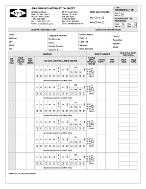 Fillable Online SOIL SAMPLE INFORMATION SHEET LIME Data Delivered By ...
