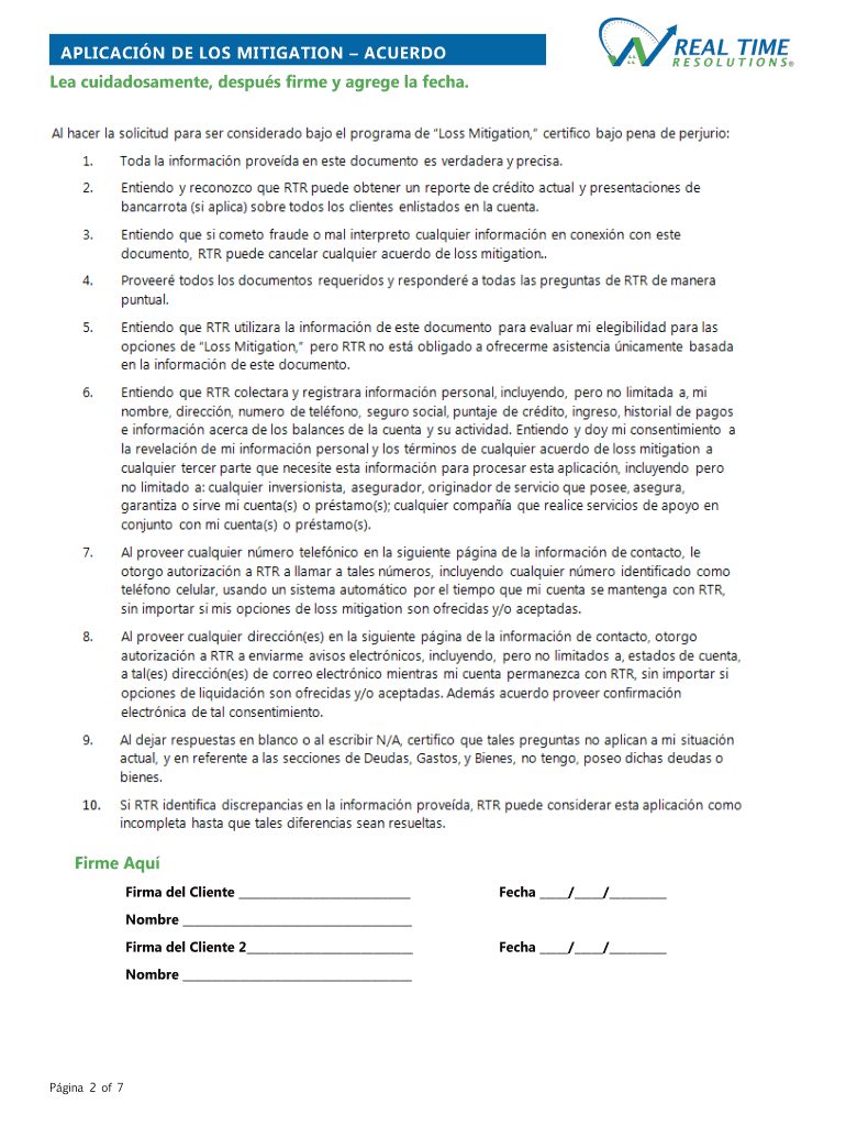 Fillable Online APLICACIN DE LOSS MITIGATION - INFORMACIN GENERAL Fax ...