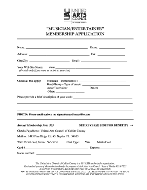 Fillable Online MUSICIANENTERTAINER MEMBERSHIP APPLICATION Fax Email ...