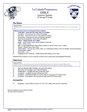 Fillable Online Uniform Checklist Fax Email Print - pdfFiller