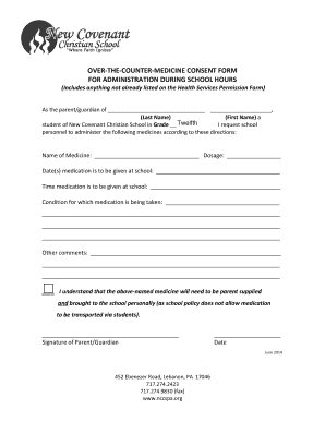 Fillable Online nccspa OVER-THE-COUNTER-MEDICINE CONSENT FORM FOR ...