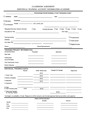 Fillable Online CLASSROOM AGREEMENT Fax Email Print - pdfFiller