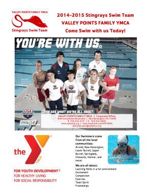 Fillable Online vpfymca 2014 2015 Stingrays Swim Team VALLEY POINTS ...