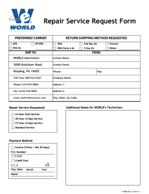 Fillable Online Repair Form - WORLD electronics Fax Email Print - pdfFiller