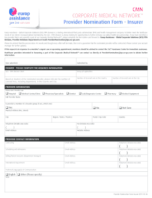 Fillable Online Provider Nomination Form - Insurers Fax Email Print ...