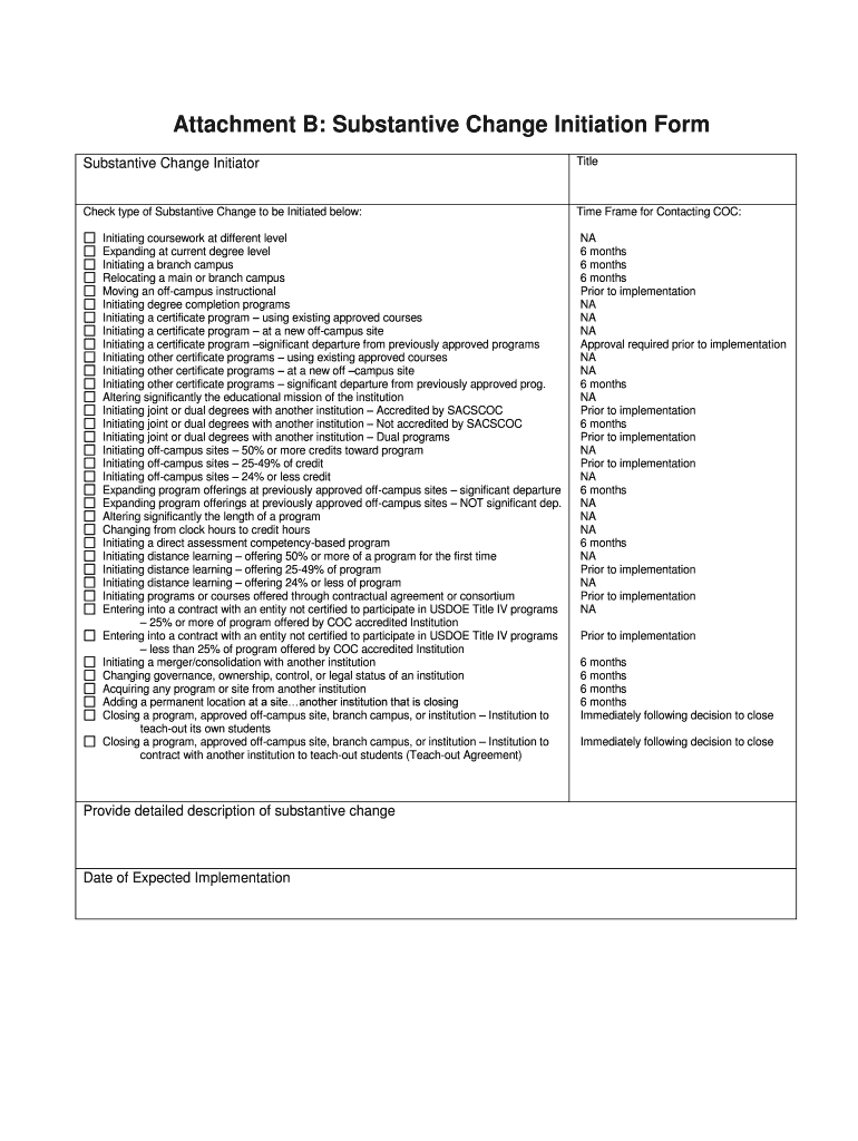 Fillable Online mtsu Attachment B Substantive Change Initiation bFormb ...