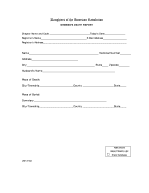 Fillable Online MEMBERS DEATH REPORT Fax Email Print - pdfFiller