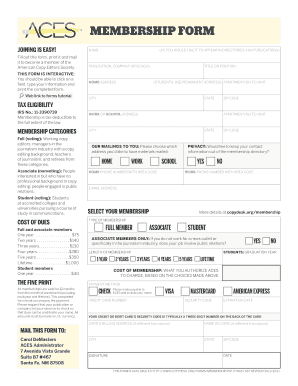 Fillable Online copydesk ACES Membership Form - American Copy Editors ...