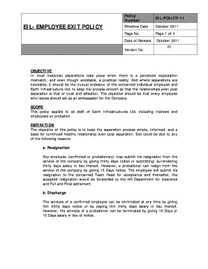 Fillable Online hrms earthsoft EMPLOYEE EXIT POLICY 12 ...