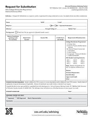 Fillable Online Request for Substitution 107 Oldfather Hall Lincoln NE Fax Email Print - pdfFiller