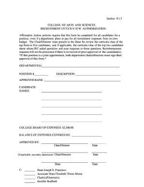 Fillable Online Recruitment Interview Authorization Form - College of ...