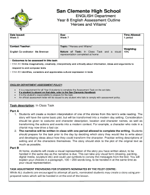 Fillable Online mayfieldsanc catholic edu ENGLISH Department Year 8 ...