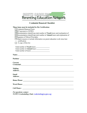 Fillable Online ncpen Recertification Checklist.docx Fax Email Print ...