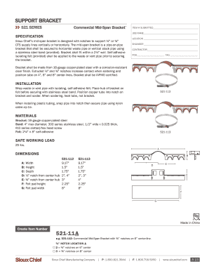 Fillable Online 521 SERIES Commercial Mid-Span Bracket - Sioux Chief ...