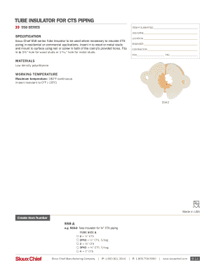 Fillable Online TUBE INSULATOR FOR CTS PIPING - Sioux Chief ...