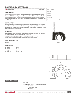 Fillable Online DOUBLE-DUTY DRIVE HOOK - Sioux Chief Manufacturing Fax ...